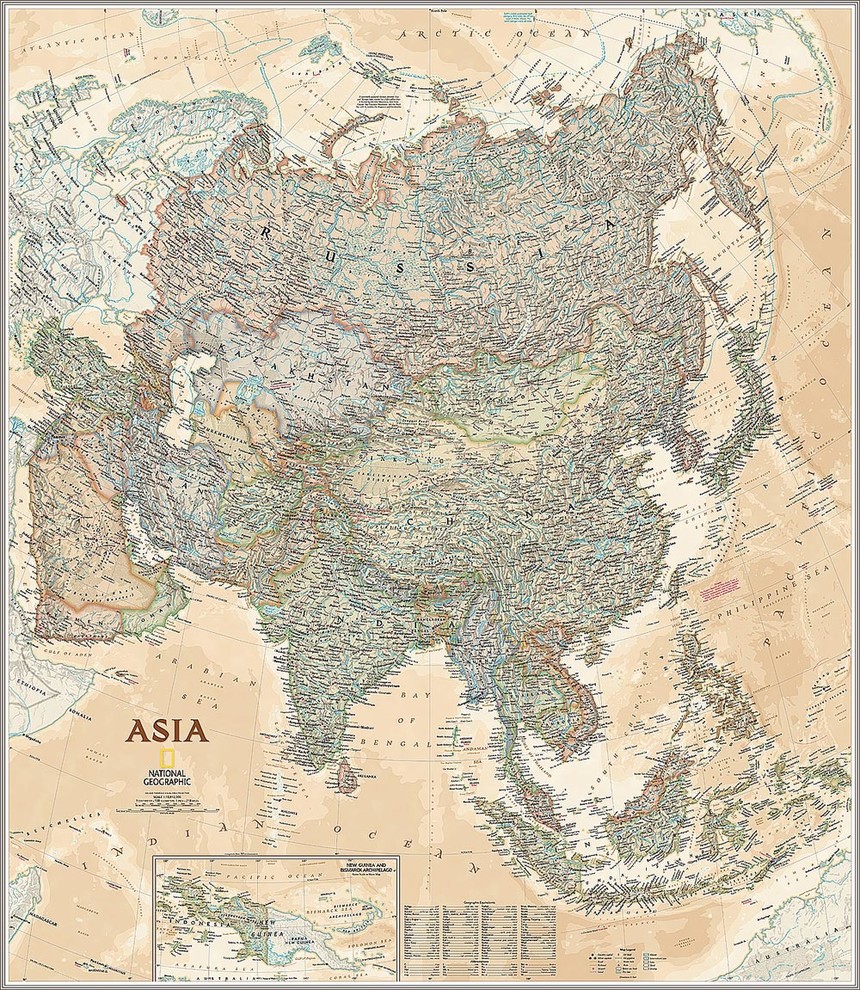 Executive Asia Map Wall Mural, Self-Adhesive Wallpaper - Contemporary ...