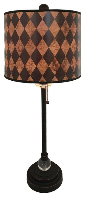 28" Crystal Buffet Lamp With Vertical Black Diamond on Papyrus Shade ...