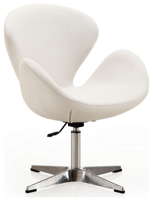 Raspberry Faux Leather Adjustable Swivel Chair, White and Polished ...