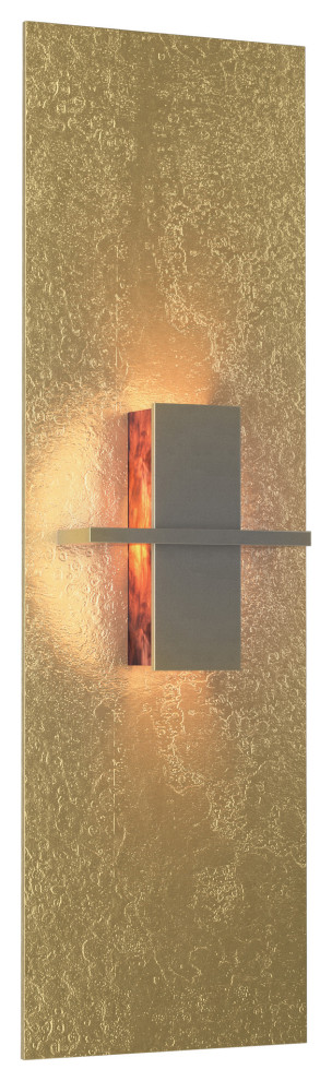 Aperture Vertical Sconce, Modern Brass, Topaz Glass - Transitional ...