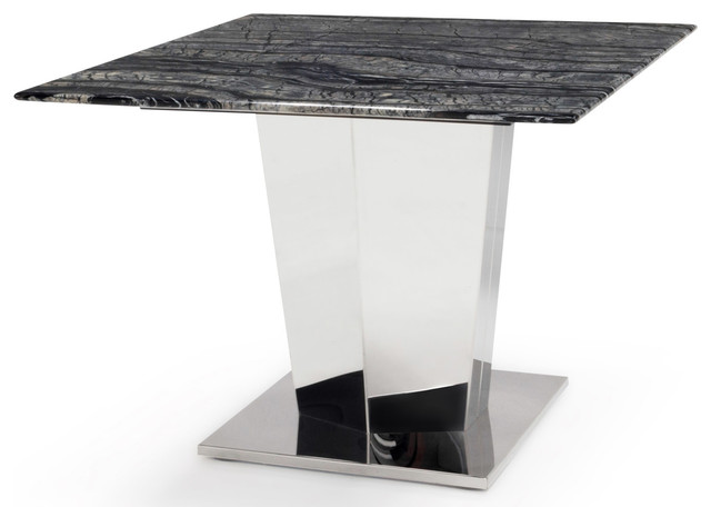 Black and White Marble Brushed Stainless Steel Sirah End Table ...
