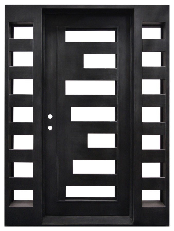 Square Top Geometric-Embossed Door, Frame and Threshold 62"x81", Matte ...