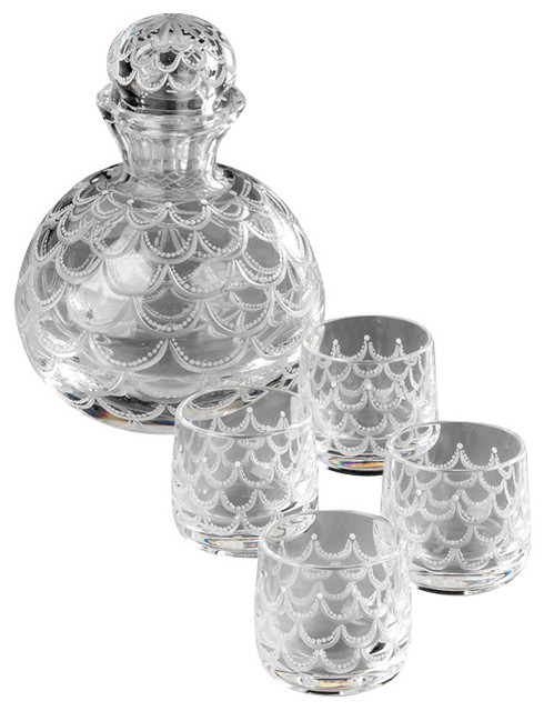 Roly-Poly Vodka Set Decanter & 4 Vodka Glasses - Traditional ...