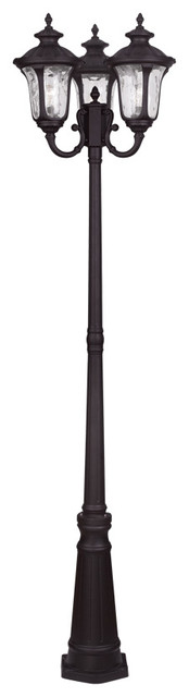 Oxford Outdoor 3-Headed Post Light, Black - Traditional - Post Lights ...