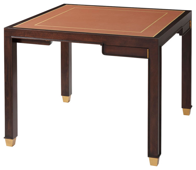 Mid Century Leather Top Game Table - Transitional - Game Tables - by ...