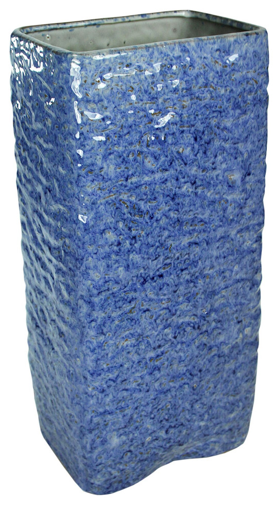 Benzara Contemporary Rectangular Ceramic Pot with Distressed Details ...