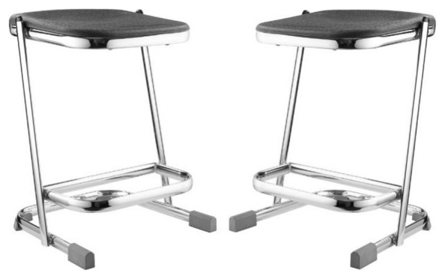 Home Square 6600 Series 22" Metal Elephant Z-Stool in Black & Chrome ...