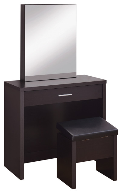 Harvey 2-piece Vanity Set With Lift-Top Stool Cappuccino - Transitional ...