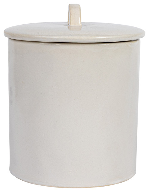 Round Debossed Stoneware Treat Canister With Paw Print, Reactive Glaze ...