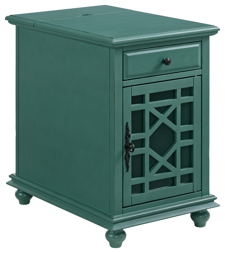 Elegant Chairside Table with Charging Station - Traditional - Side ...