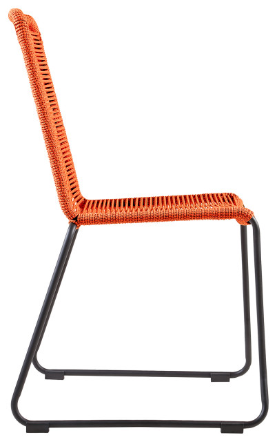 Shasta Metal and Rope Stackable Dining Chair in Tangerine - Set of 2 ...