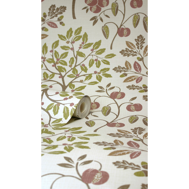 Rowan Olive Autumn Trees Wallpaper, Swatch - Contemporary - Wallpaper ...