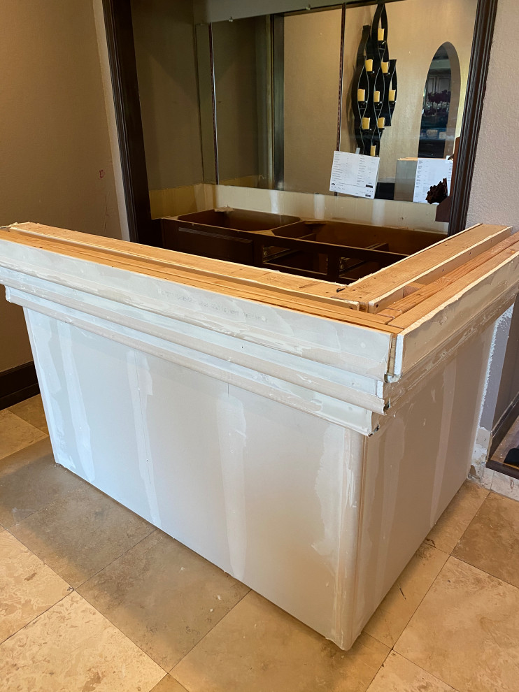 L shaped home bar back wall ideas