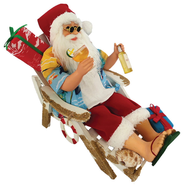 12" Beach Chair Santa - Beach Style - Holiday Accents And Figurines ...