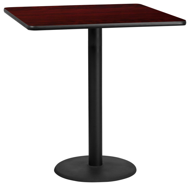 42'' Square Mahogany Laminate Table Top with 24'' Round Bar Height ...