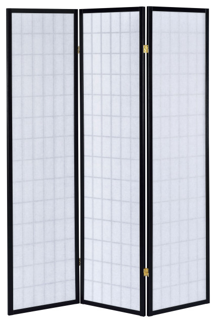 Carrie 3-panel Folding Screen Black and White - Craftsman - Screens And ...