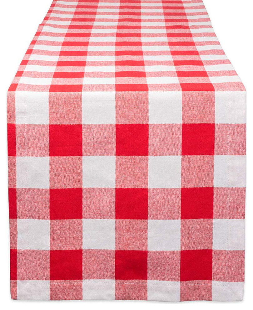DII Red/White Buffalo Check Table Runner - Farmhouse - Table Runners ...