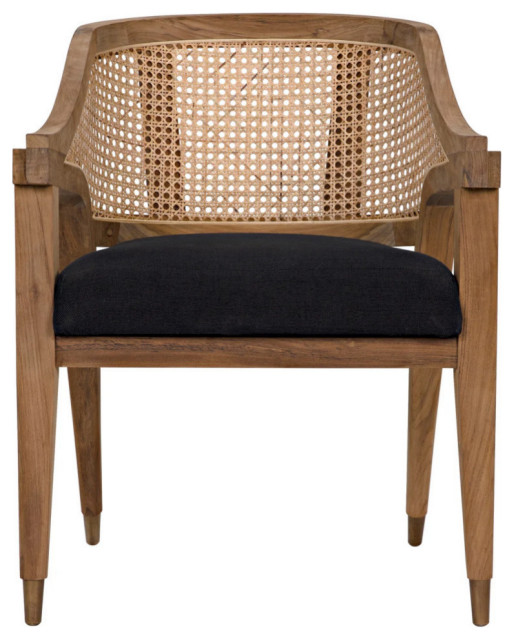 Audi Chair, Teak, Caning, And Black Cotton Set of 2 - Modern - Dining ...