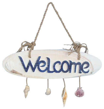 Welcome Plaque With Seashells - Beach Style - Novelty Signs - by Brass ...