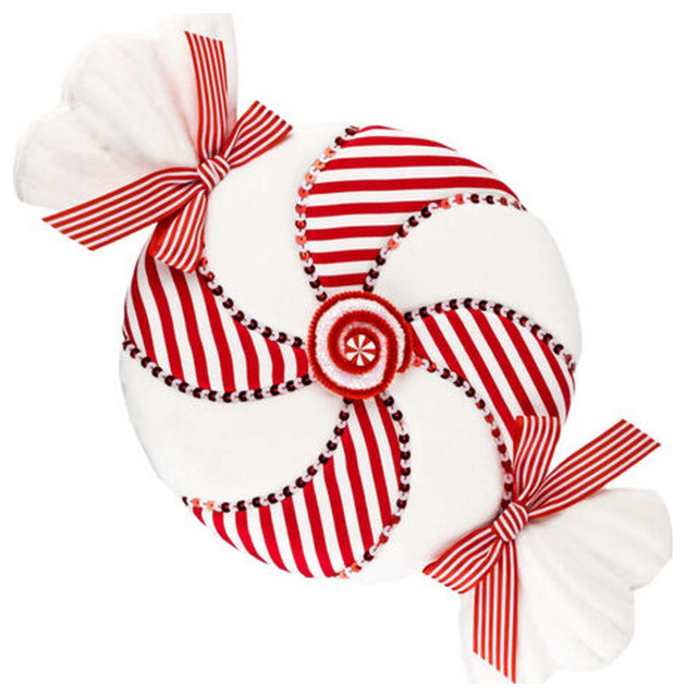 December Diamonds Candy Cane Lace 17In White Peppermint Candy ...