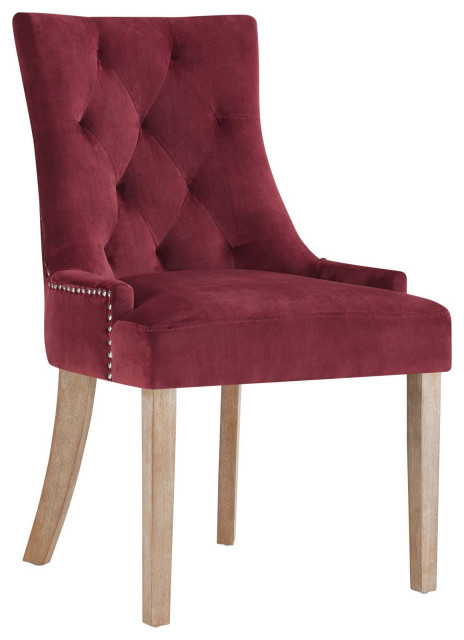Pose Performance Velvet Dining Chair, Maroon - Contemporary - Dining ...