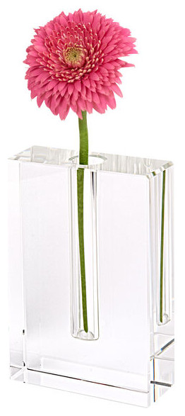 Rita Handcrafted Rectangle 6" Optical Crystal Bud Vase - Contemporary ...