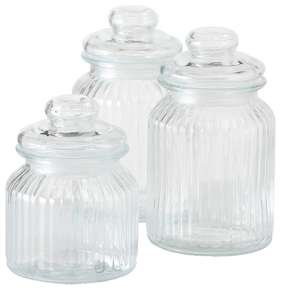 3 Piece Iconic Clear Glass Kitchen Storage Jars - Traditional - Kitchen ...