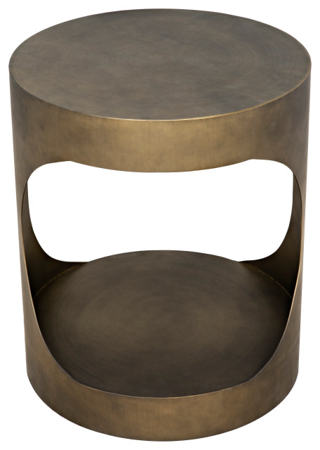 Eclipse Round Side Table, Metal With Aged Brass Finish - Contemporary ...