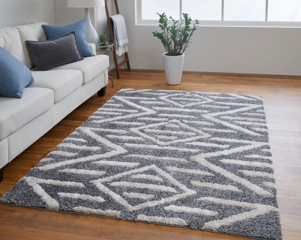 Weave & Wander Caide Contemporary Gray/White Rug, 4'x6' - Scandinavian ...