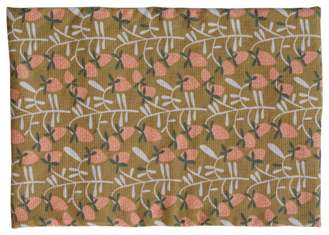 Strawberry Cotton DIsh Drying Mat With Quilted Terry Cloth Insert ...