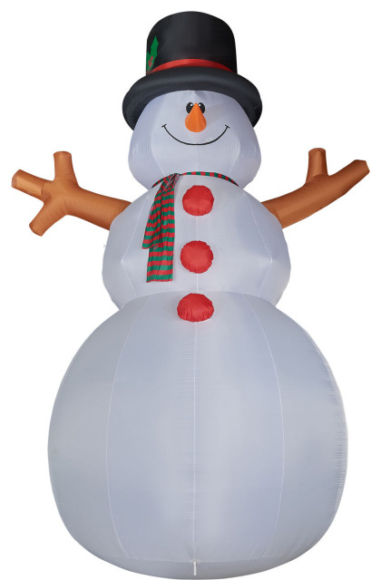 20' Tall Jolly Snowman, Blow Up Inflatable With RGB Lights and Storage ...