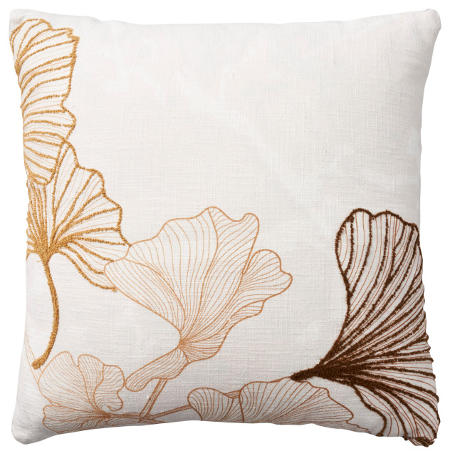 Nourison Home 18"x18" Mina Victory Cotton Fan Leaf Brown Throw Pillows ...