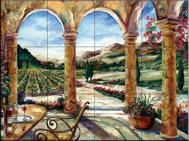 Tile Mural, Sedona Portico by Karen Stene, 17" x 12.75" (12 Tiles ...