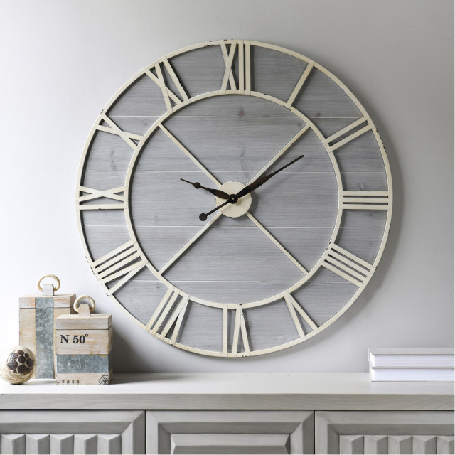 Signature Wall Clock, Antique Ivory - Farmhouse - Wall Clocks - by ...