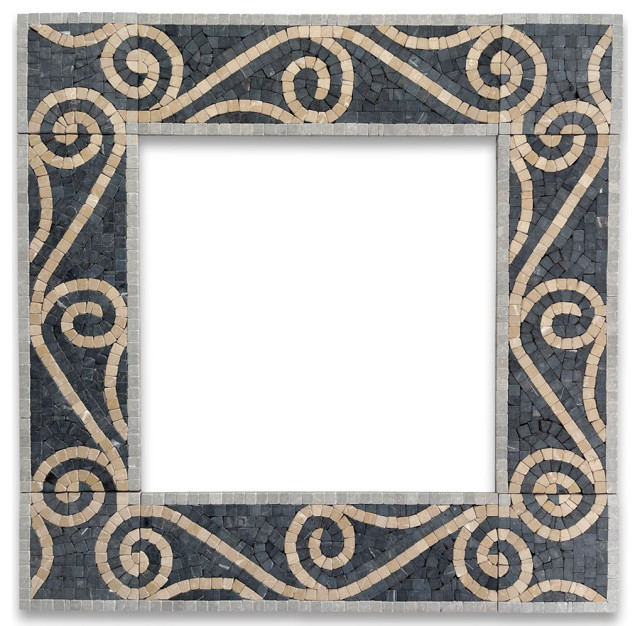 Marble Mosaic Border Insert Listello Tile Swirl Nero 4x12 Tumbled, 1 ...