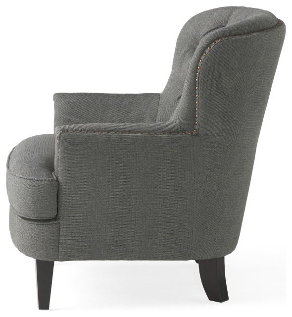 GDF Studio Teton Gray Fabric Club Chair and Ottoman - Transitional ...