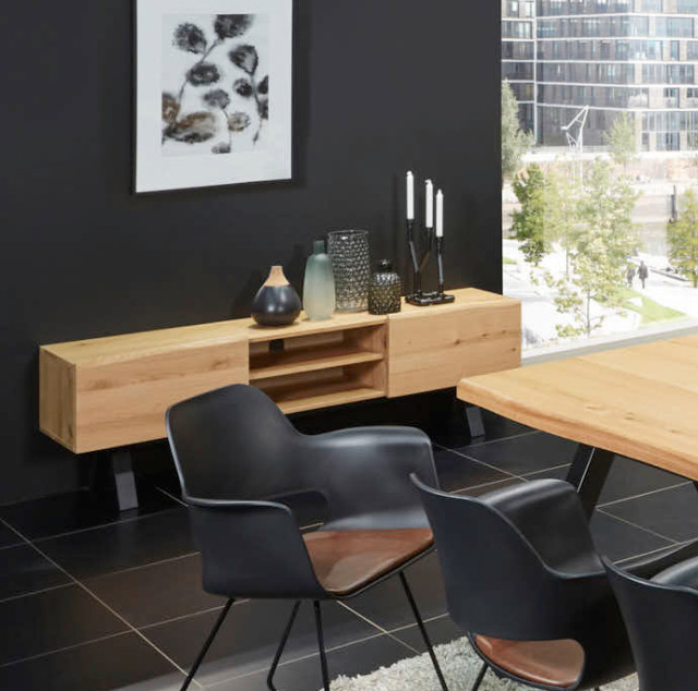 Rustic Wavy Edge 3-Section TV Lowboard - Industrial - Entertainment ...