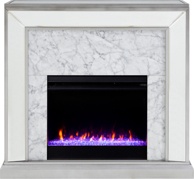 Fireplace with Color Changing Firebox - Transitional - Indoor ...