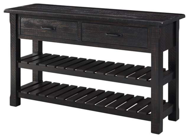 Bowery Hill Farmhouse Barn Door Solid Wood Sofa Console Table in ...