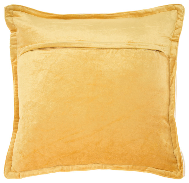 Nourison Home 20"x20" Sofia Solid Velvet Flange Mustard Throw Pillows, 20"x20" - Contemporary ...