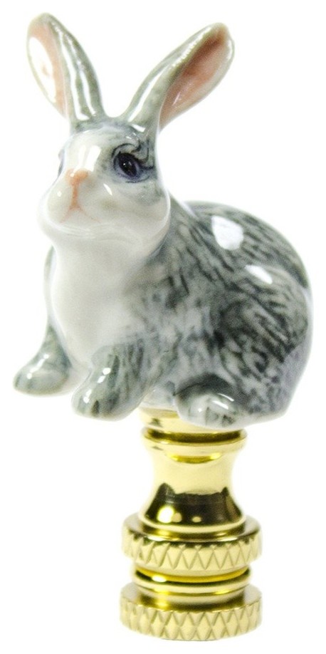 Gray Rabbit Lamp Finial Hand Painted Porcelain 2.5"h - Farmhouse ...