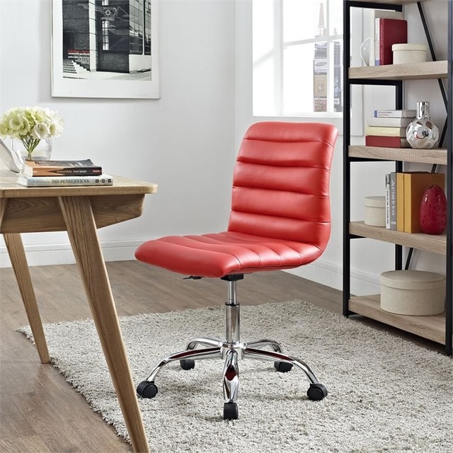 Hawthorne Collection Mid Back Armless Swivel Office Chair in Red ...