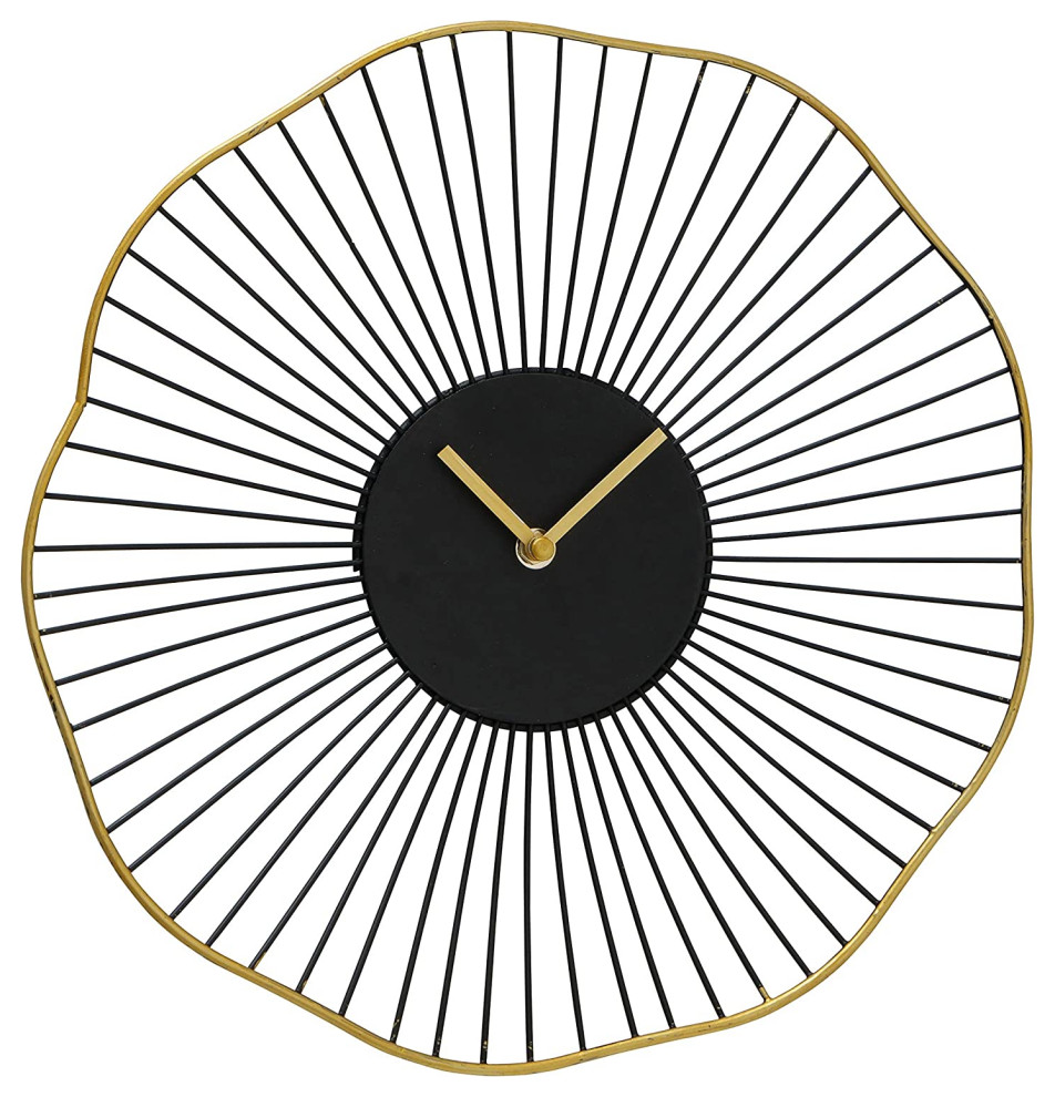 Modernist Metal Burst Wall Clock With Halo Rim, 13.75" - Contemporary ...