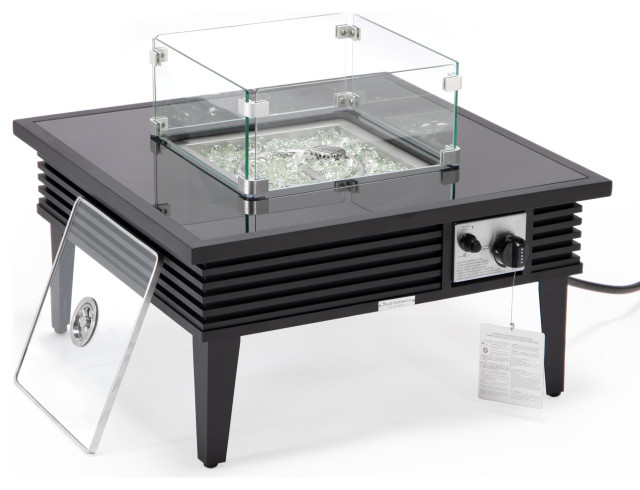 Leisuremod Walbrooke Patio Square Fire Pit Table With Aluminum Slats Frame - Transitional - Fire ...