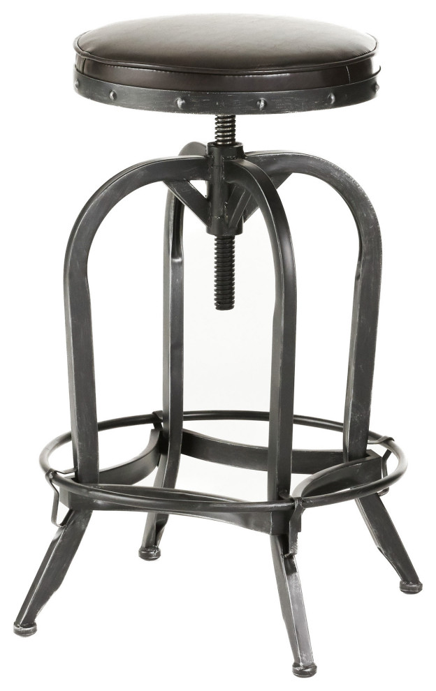 GDF Studio Brixton Adjustable Swivel Iron Bar Stool - Industrial - Bar ...