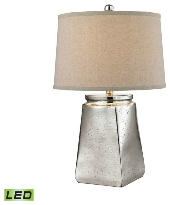 Tapered Square LED Table Lamp, Silver Mercury - Transitional - Table ...