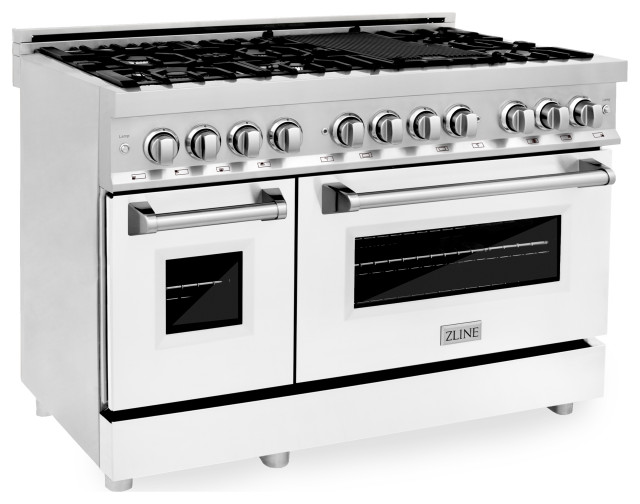 ZLINE 48 in. Professional Dual Fuel Range With White Matte Door, RA-WM ...