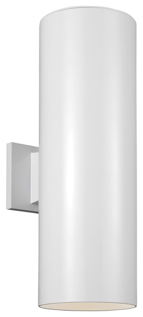 White LED Outdoor Wall Lantern from the Outdoor Cylinders Collection, 6 ...