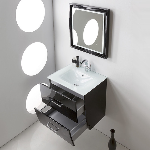 Fresca Platinum Wave 24" Glossy Black Modern Bathroom Vanity - Modern ...