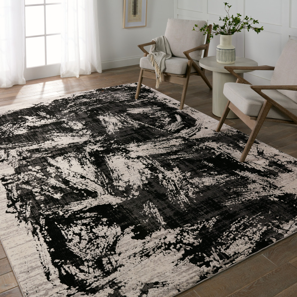 Jaipur Living Dusk Abstract Black/ Cream Area Rug, 10'6"X14 ...